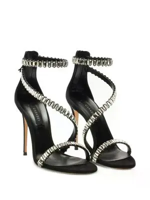Casadei Julia Heaven Crystal-embellished Wrap-around Sandals - Black