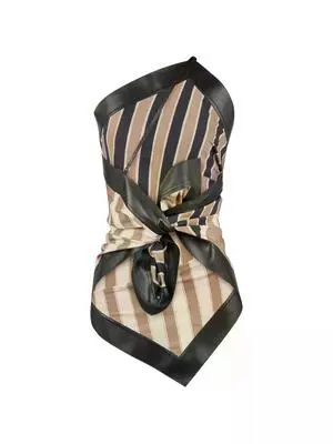 TOD'S Top In Silk With Leather Inserts - Neutrals
