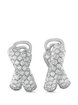 LB EXCLUSIVE 18k White Gold Diamond Crossover Earrings - Silver