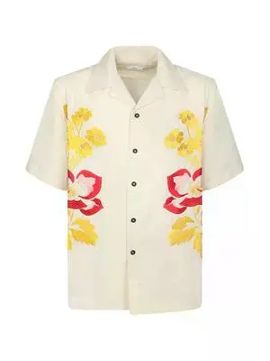 Commas Floral-embroidered Short-sleeve Shirt
