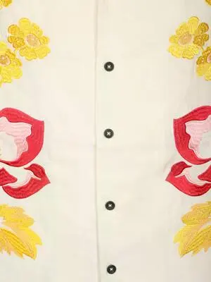 Commas Floral-embroidered Short-sleeve Shirt