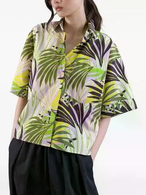 PSOPHIA Oversized Short-sleeve Tropical Print Shirt