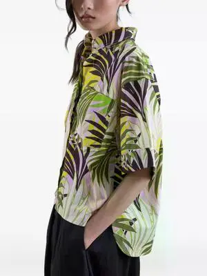 PSOPHIA Oversized Short-sleeve Tropical Print Shirt