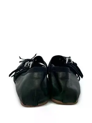 Miu Miu Leather Buckle Ballet Flats - Black