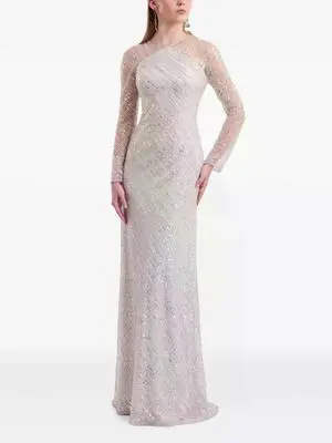 GEMY MAALOUF Beaded Sequin-embellished Gown - Silver