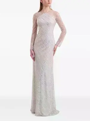 GEMY MAALOUF Beaded Sequin-embellished Gown - Silver