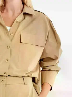 VICOLO Beige Spread Collar Shirt With Chest Flap Pockets - Neutrals