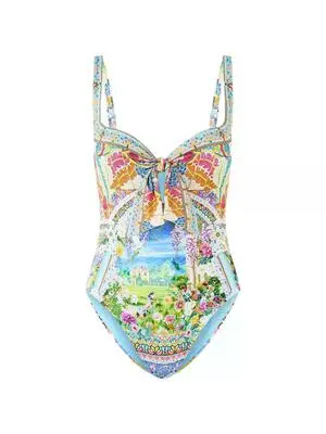 Camilla Printed Tie-front Swimsuit