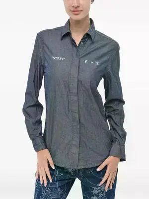Off-White Logo-print Cotton Shirt - Blue