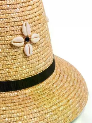 LE NINE Cross Grain Flower Shell-embellished Bucket Hat
