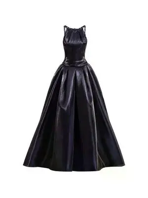GEMY MAALOUF Embellished Halter Neck Gown - Black
