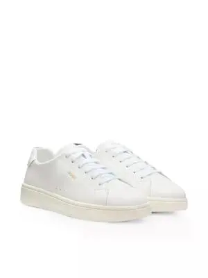 Hugo Nappa Leather Sneakers With Gold-tone Logo - White