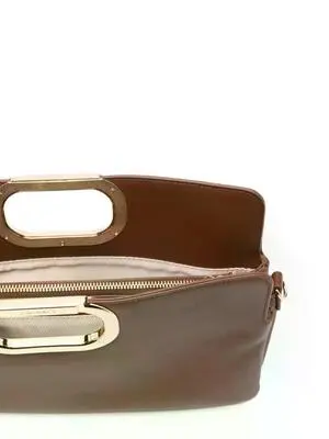 TWINSET Logo-engraved Cut-out Handle Tote Bag - Brown