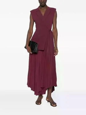 Simkhai Pleated Asymmetric Hem Midi Dress - Purple