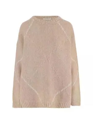 Bruno Manetti Diamond Pattern Crew Neck Sweater - Neutrals