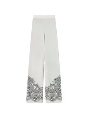 TWINSET Jacquard Wool-blend Knit Palazzo Trousers