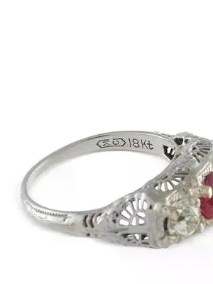 LB EXCLUSIVE 18k White Gold Oval Ruby And Old European-cut Diamond Ring