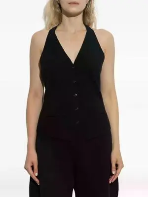 LISA YANG Halterneck Button-up Top