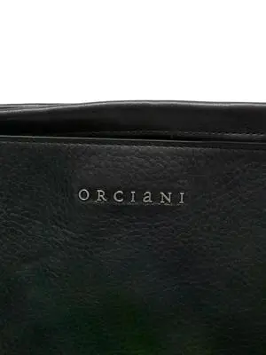 Orciani Logo Plaque Grained Leather Clutch Bag - Black