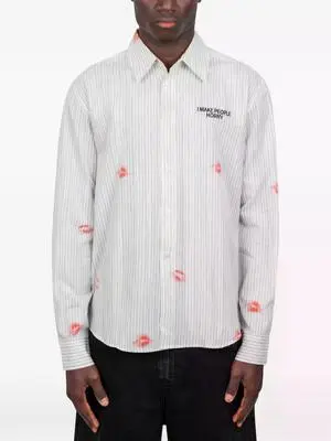 CARNE BOLLENTE Striped Lips Print Shirt