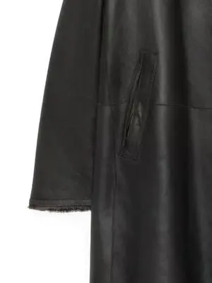 MANZONI 24 Buttoned Leather Coat - Brown