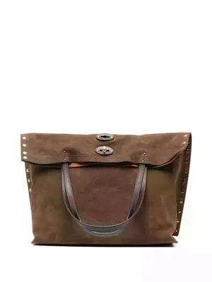 ZANELLATO Medium A'spasso Shoulder Bag With Stud Embellishments - Brown