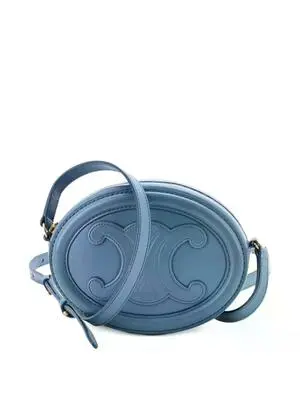 Celine Triomphe Oval Leather Mini Crossbody Bag - Blue