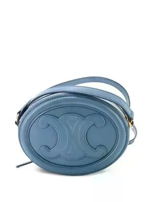 Celine Triomphe Oval Leather Mini Crossbody Bag - Blue