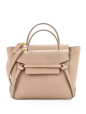 Celine Textured Leather Micro Satchel Belt Bag - Neutrals