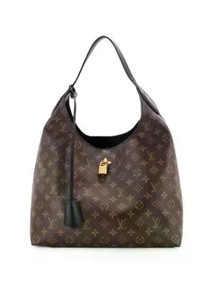 LOUIS VUITTON Flower Monogram Canvas With Leather Hobo Bag - Brown