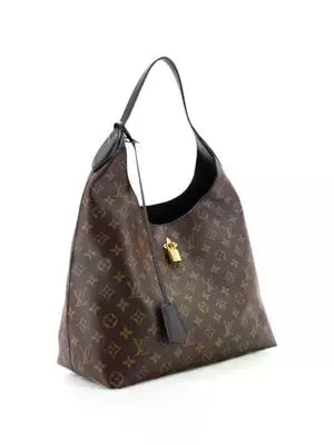 LOUIS VUITTON Flower Monogram Canvas With Leather Hobo Bag