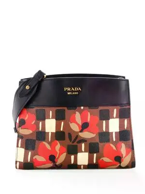 Prada Bibliotheque Shoulder Bag Printed Leather Small Crossbody Bag
