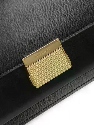 GOLDEN GOOSE Venezia Bag In Boarded Leather With Gold Details - Black