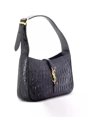 Saint Laurent Le 5 A 7 Croc Effect Leather Hobo Bag - Black