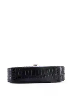 Saint Laurent Le 5 A 7 Croc Effect Leather Hobo Bag - Black