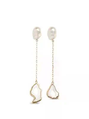 Erdem Pearl-embellished Stone Drop Earrings - Gold