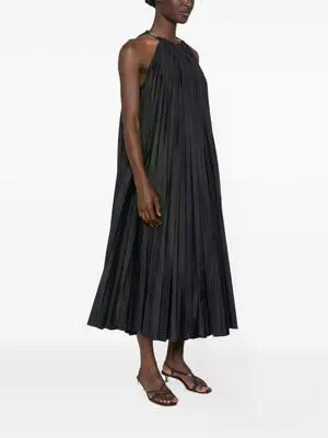 Max Mara Pleated Crystal-embellished Maxi Dress - Black