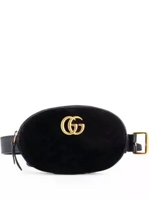 Gucci Gg Marmont Matelasse Velvet Belt Bag - Black