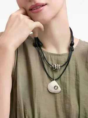 DEZSO 18k Rose Gold Diamond And Shell Pendant Necklace