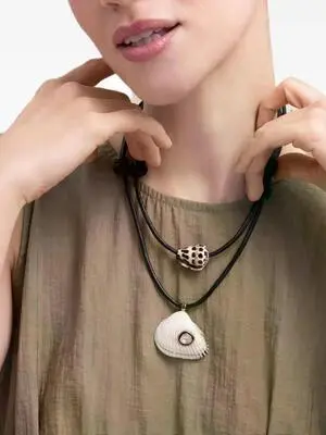DEZSO 18k Rose Gold Diamond And Shell Pendant Necklace