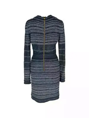 Balmain V-neck Striped Knit Dress