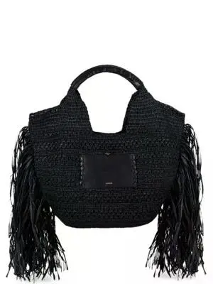 Ba&sh Woven Handbag With Fringe Detail - Black