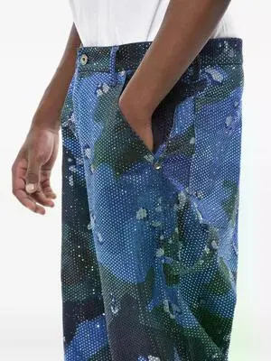 Off-White Camouflage-print Rhinestone-embellished Jeans