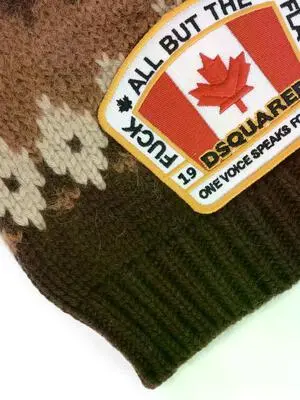 Dsquared2 Canadian Flag Jacquard Knit Beanie