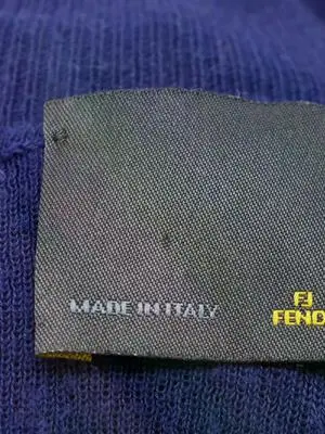 Fendi Navy Cotton Half-buttoned Fitted Sweater