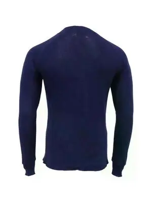 Fendi Navy Cotton Half-buttoned Fitted Sweater