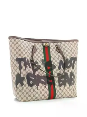 Balenciaga X Gucci The Hacker Project Graffiti Bb Coated Canvas Large Tote Bag