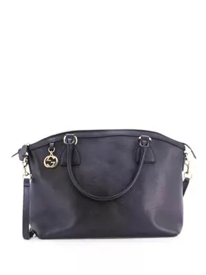 Gucci Gg Charm Convertible Dome Satchel - Black