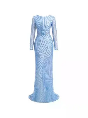 GEMY MAALOUF Beaded Sequin-embellished Dress - Blue