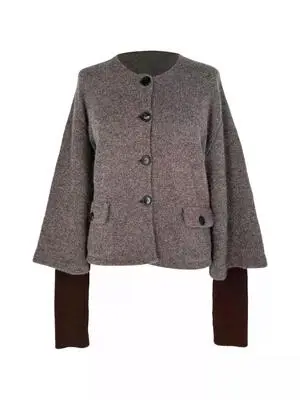Dior Wool Knitted Layered Sleeve Button-front Jacket